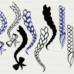 Hair Braided Svg/braid Clipart/braid Svg/hair Braided Silhouette/braid ...