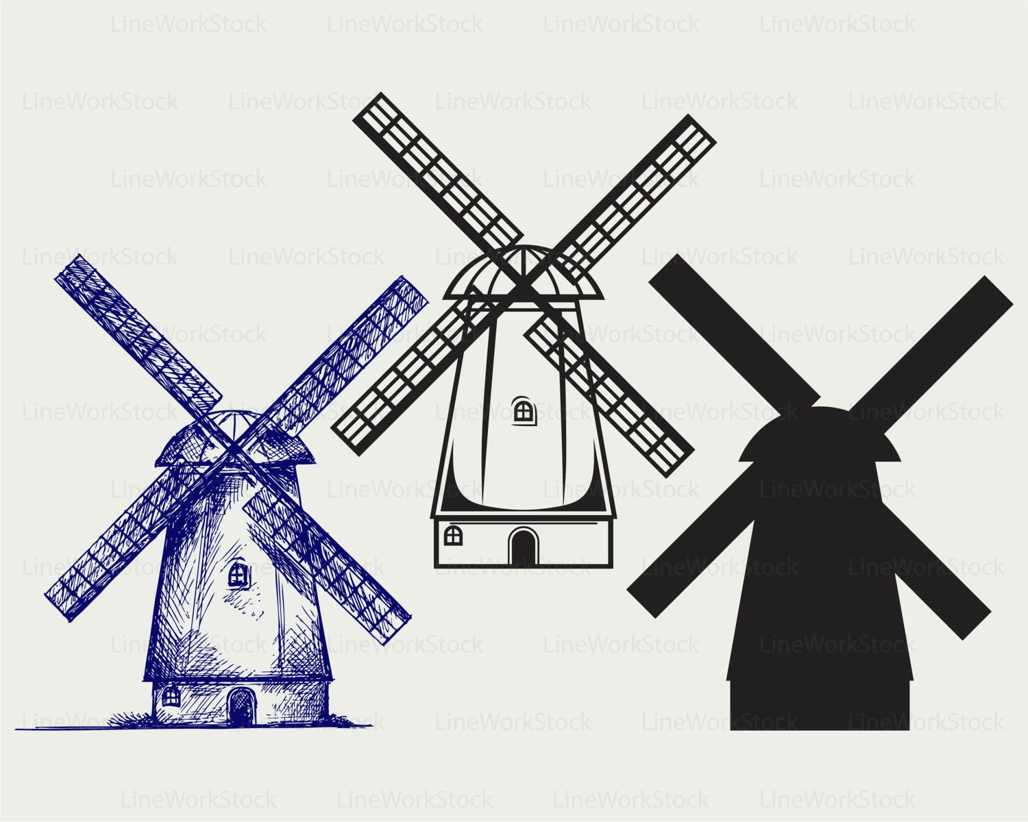Windmolen svg/molen clipart/molen svg/molen silhouet/molen - Etsy Nederland
