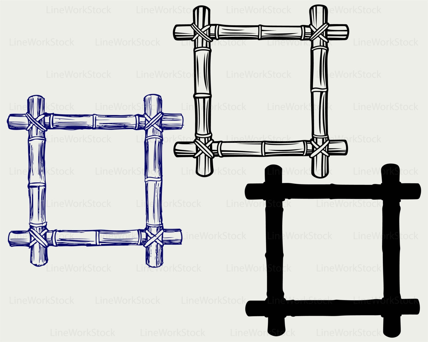 Bamboo Frame Svg/bamboo Frame Clipart/bamboo Frame Svg/frame Silhouette ...