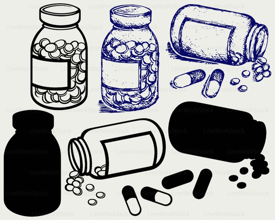 Pill Bottle Svg/pill Bottle Clipart/pills Svg/pill Silhouette/pills ...