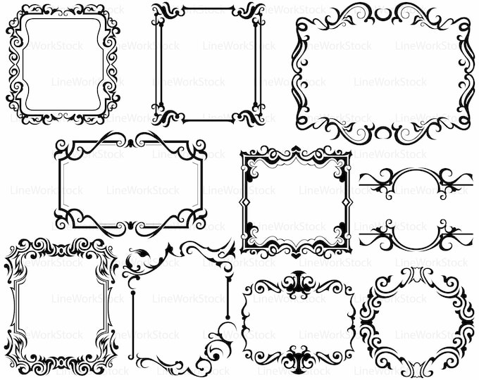 Frame Svg/scroll Clipart/frame Svg/swirl Silhouette/frame Cricut/swirl ...