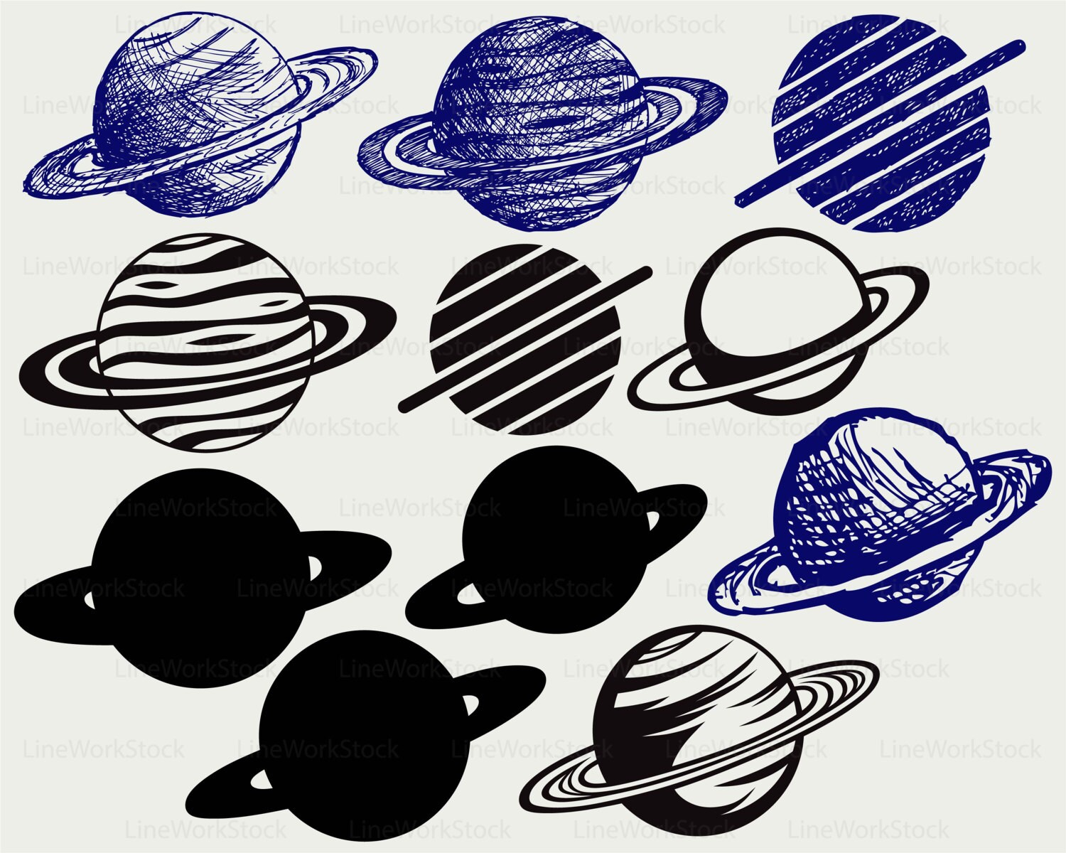 Planet Saturn astronomy sky space vector MONOGRAM SVG dxf | Etsy