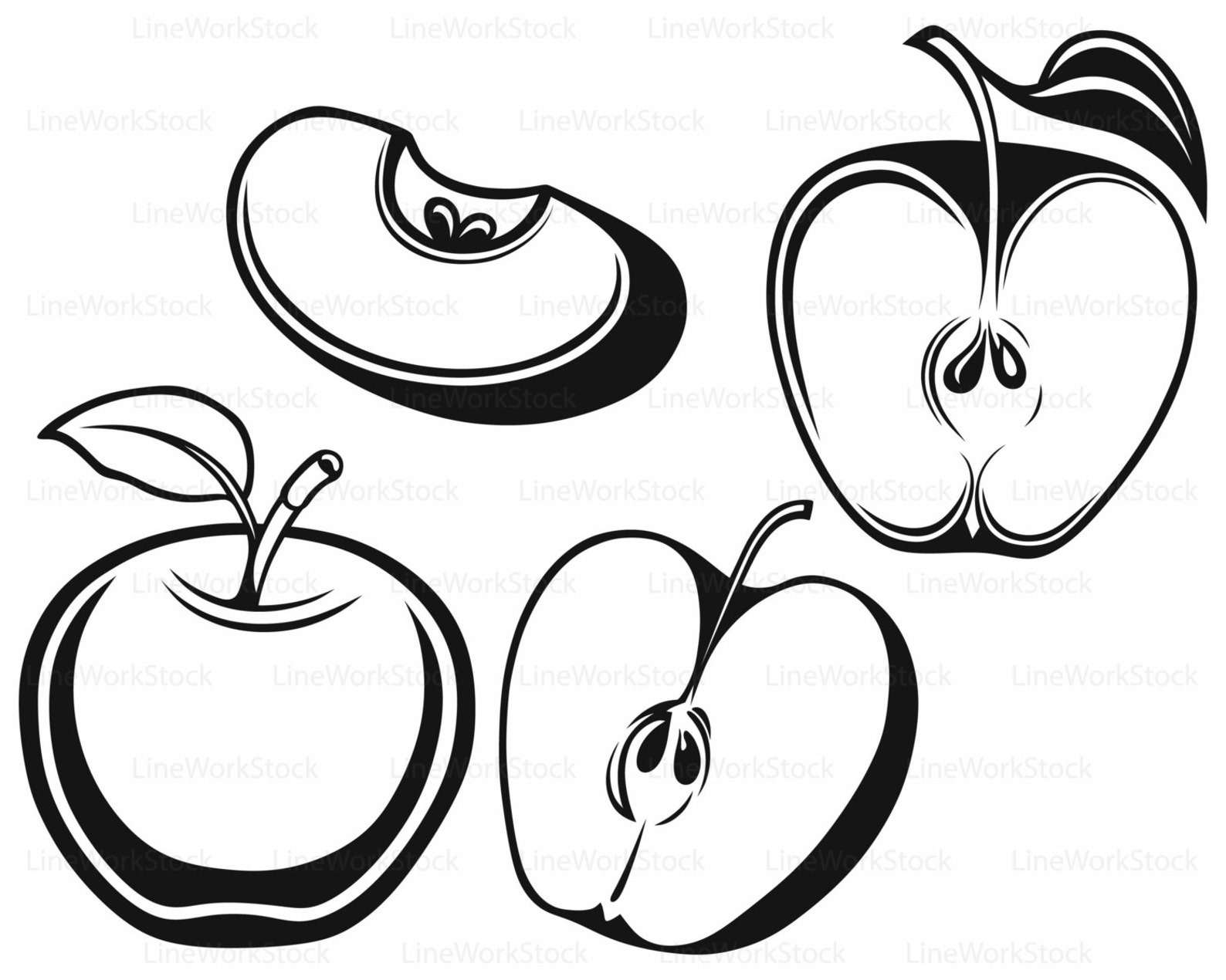 Apple Svg/clipart/fruit Svg/apple Silhouette/apple Cricut Cut - Etsy
