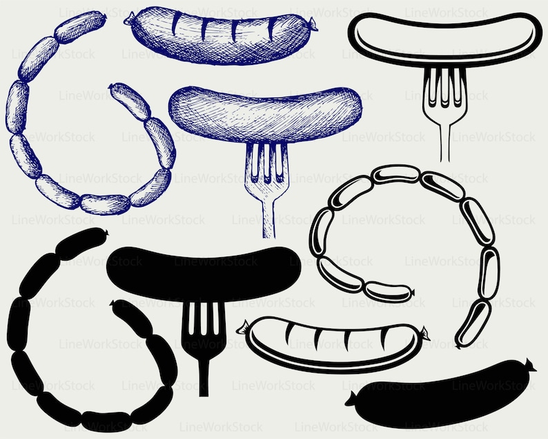 Bratwürste Svg/Wurst Clipart/Bbq Svg/Wurst Kontur/Wurst Cricut ...