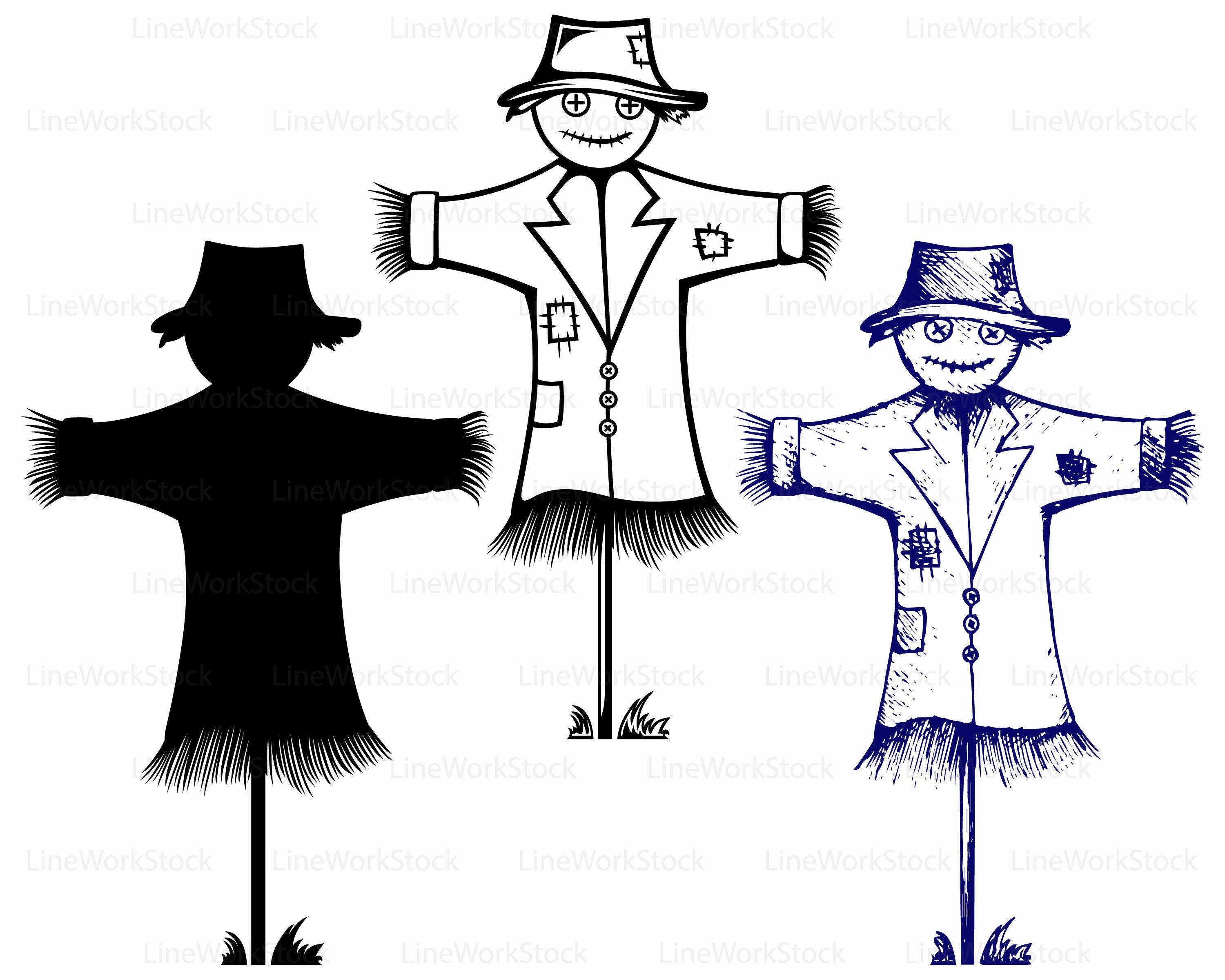Simple Scarecrow Clip Art Black And White
