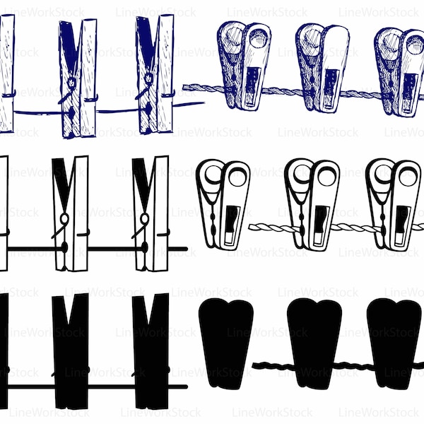 Clothespin Clip Art - Etsy