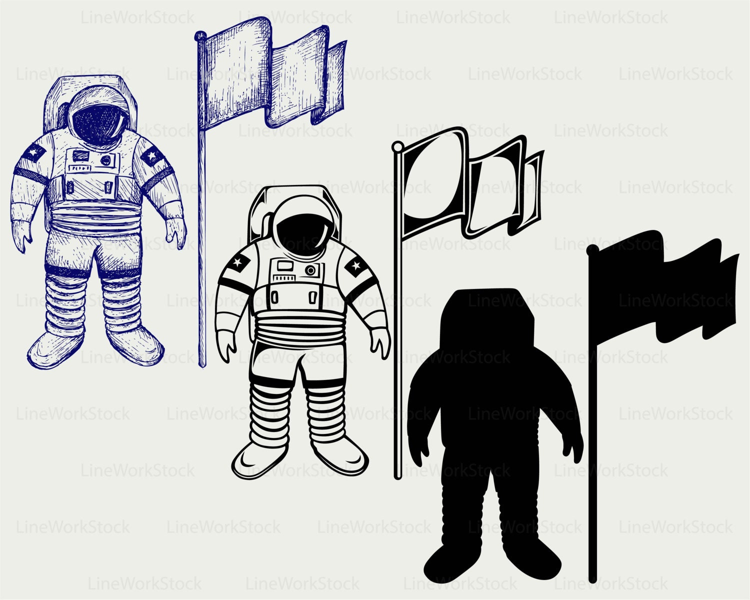 Astronaut With Flag Clip Art