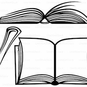 Open Book Svg/book Clipart/book Svg/open Book Silhouette/book Cricut ...