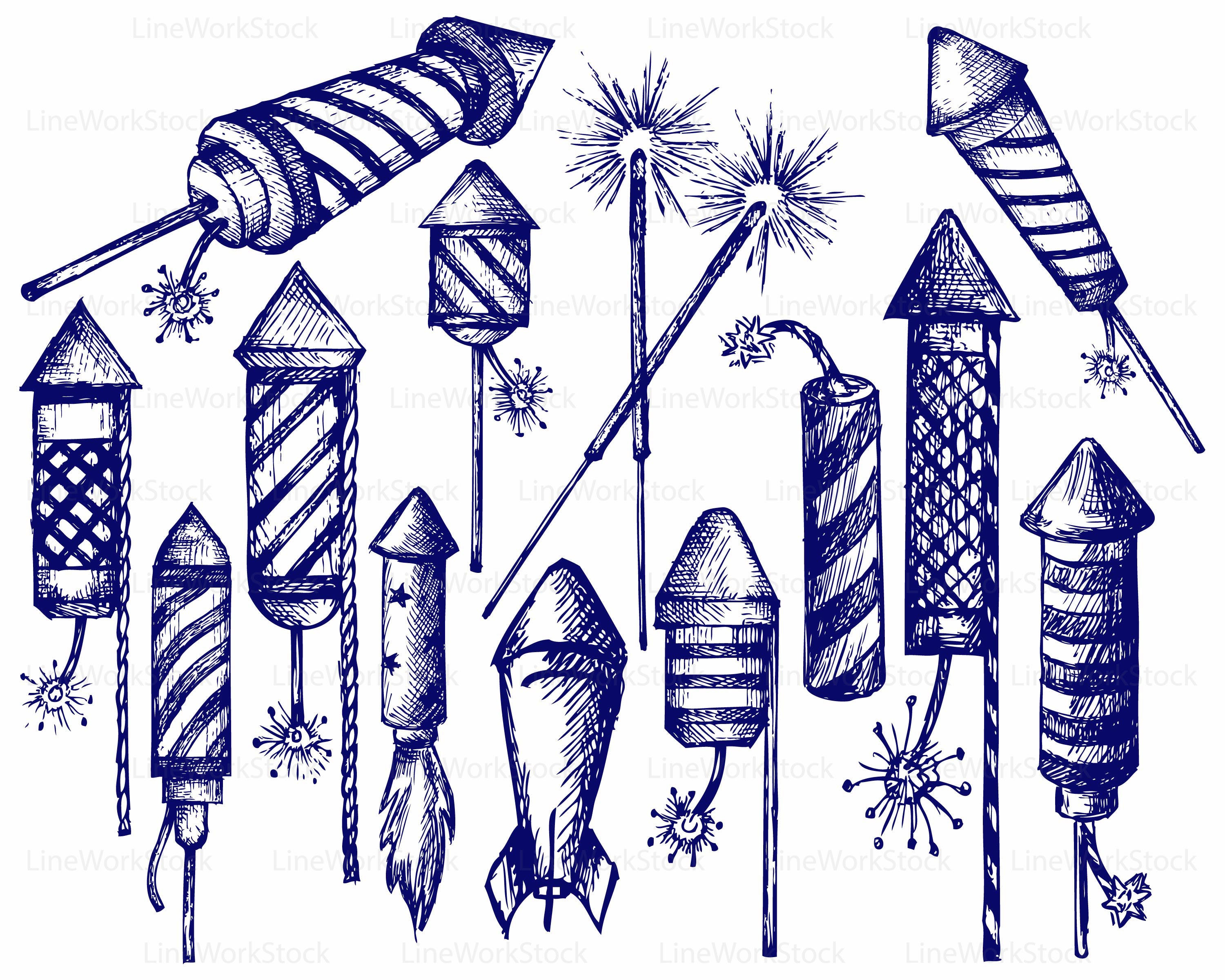 Fireworks Svg/rocket Clipart/fireworks | Etsy