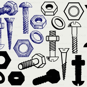 Screw Svg/screw Clipart/nut Svg/screw Silhouette/bolt Cricut Cut Files ...