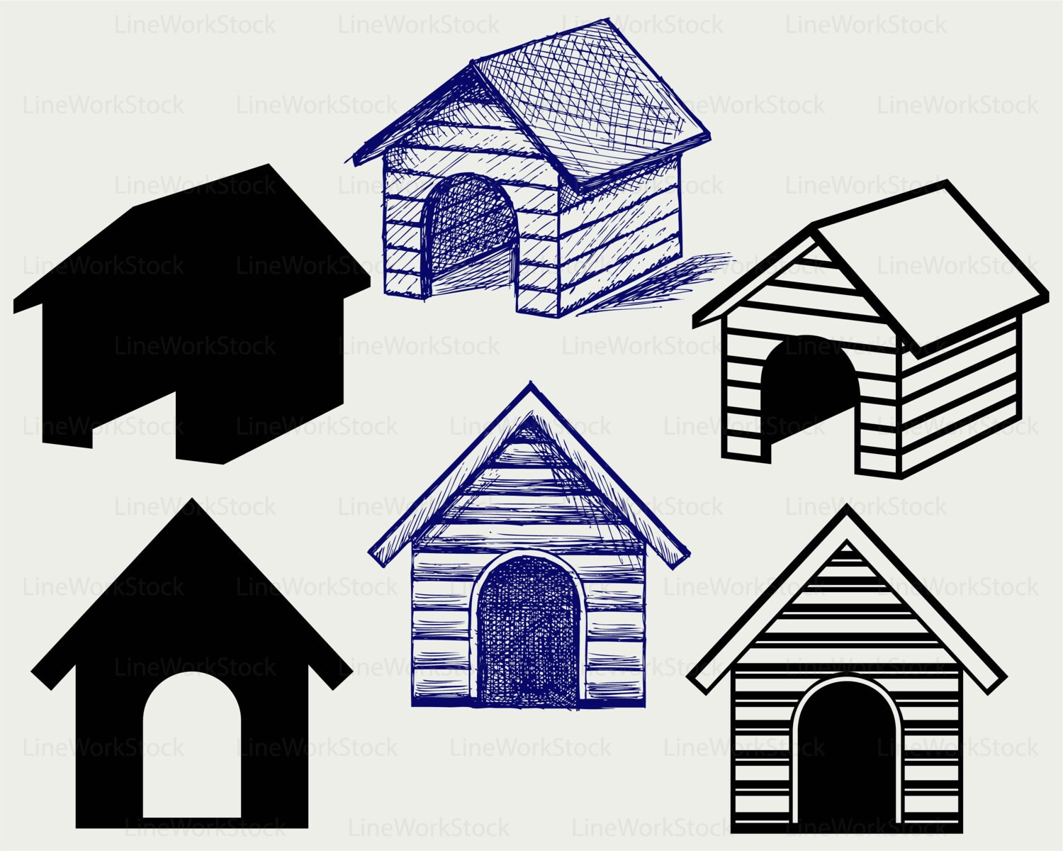 Dog In Dog House Clip Art