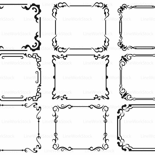 Frame Svg/scroll Clipart/frame Svg/swirl Silhouette/frame - Etsy