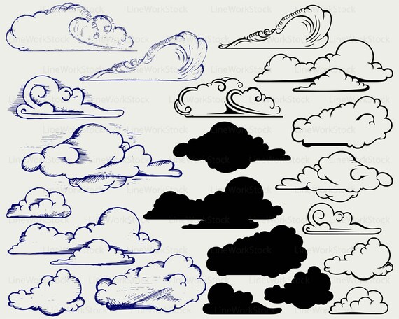 Nubes svg / nubes clipart / nubes svg / nubes silueta / nubes | Etsy