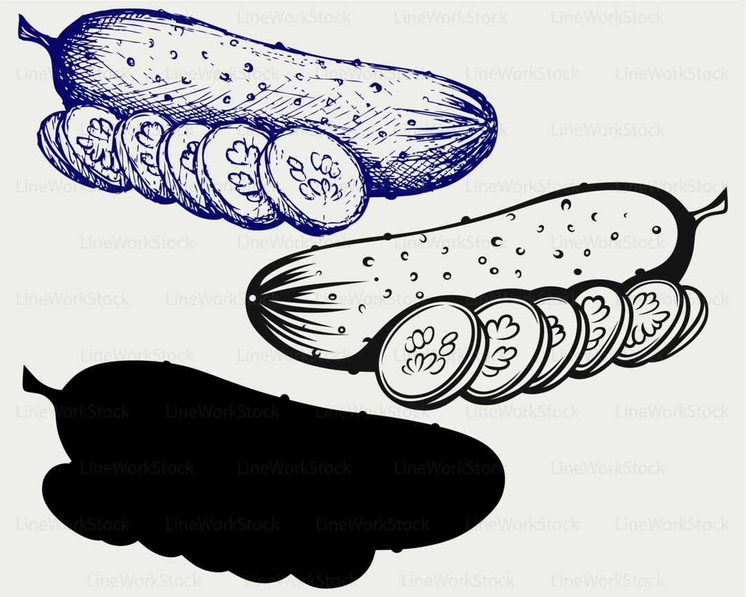 Cucumber Svg/clipart/vegetables Svg/cucumber Silhouette/cucumber Cricut ...