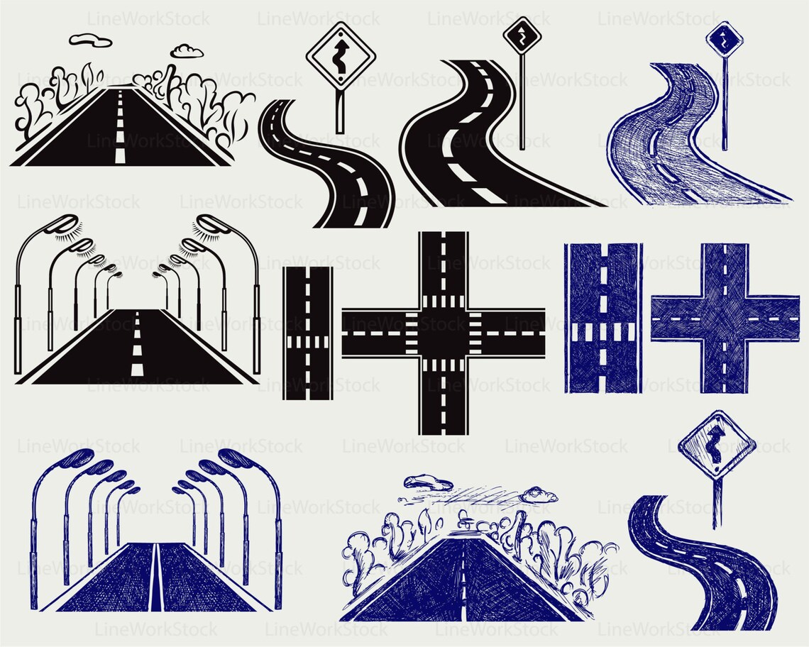 Asphalt Road Svg/road Clipart/road Svg/road Silhouette/road | Etsy