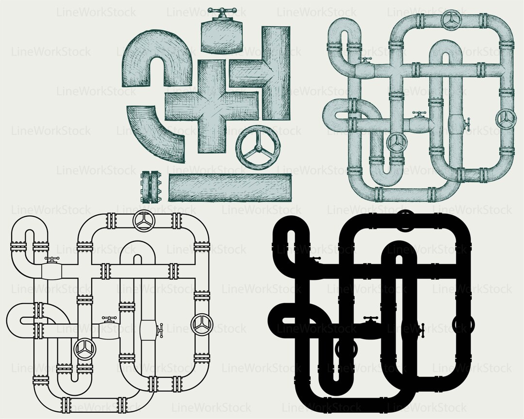 Plumbing Pipe Svg/plumbing Pipe Clipart/pipe Svg/valve Silhouette/pipe ...