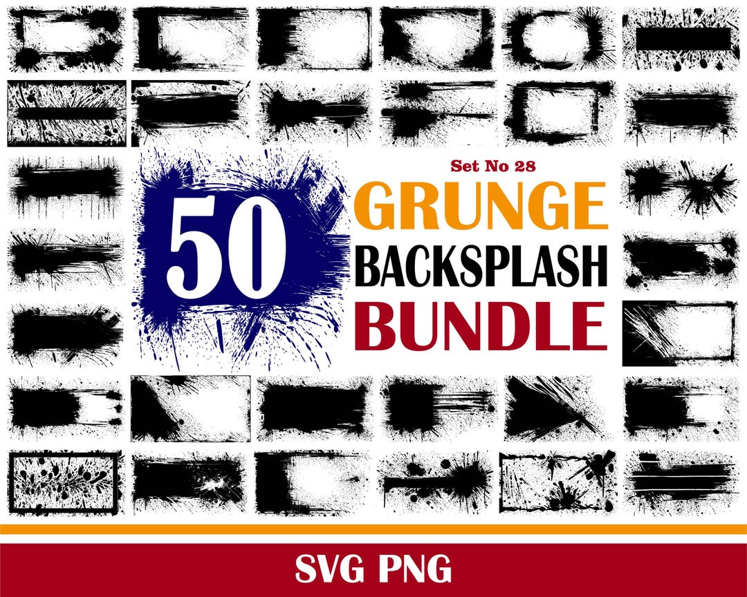 50 Distressed Grunge SVG PNG, Distressed SVG, Bundle, Distressed ...