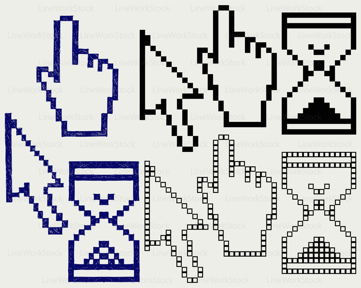 Pixel Cursors Svg/clipart/pixel Cursors Svg/cursors | Etsy