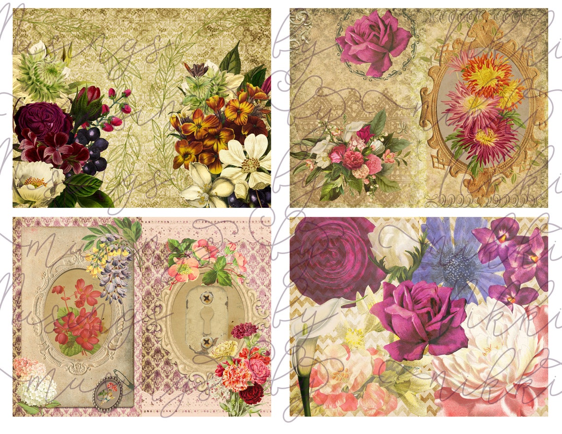 In Full Bloom Digital Paper Kit - Floral Spring Journal Kit - Etsy