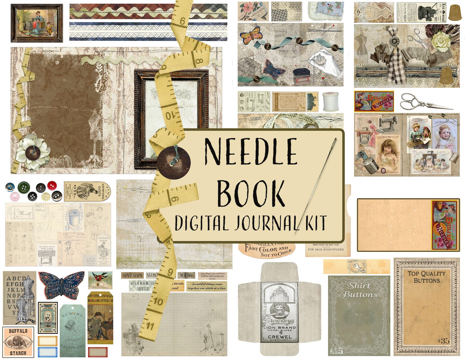 Needle Book Digital Journal Kit Sewing Quilting Junk - Etsy