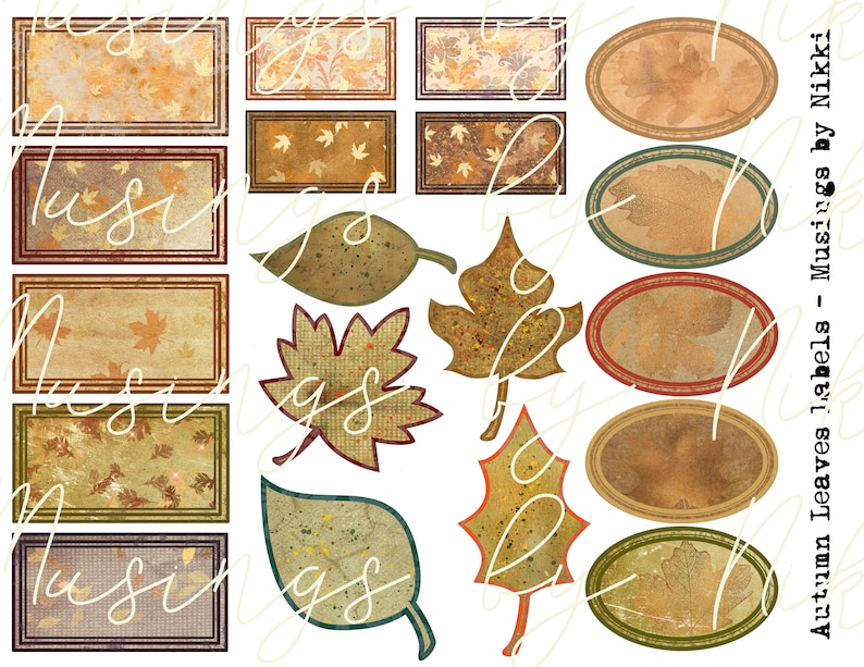 Autumn Leaves Labels Digital Ephemera | Etsy