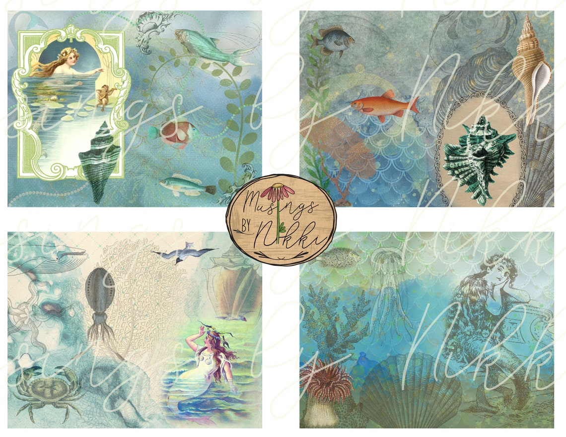 Ocean Fantasy Digital Journal Kit Mermaids Ocean Life - Etsy
