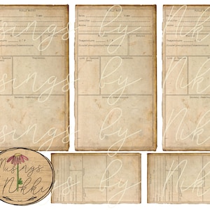 Field Notes and Field Record Cards Digital File - Nature Sketch and ...