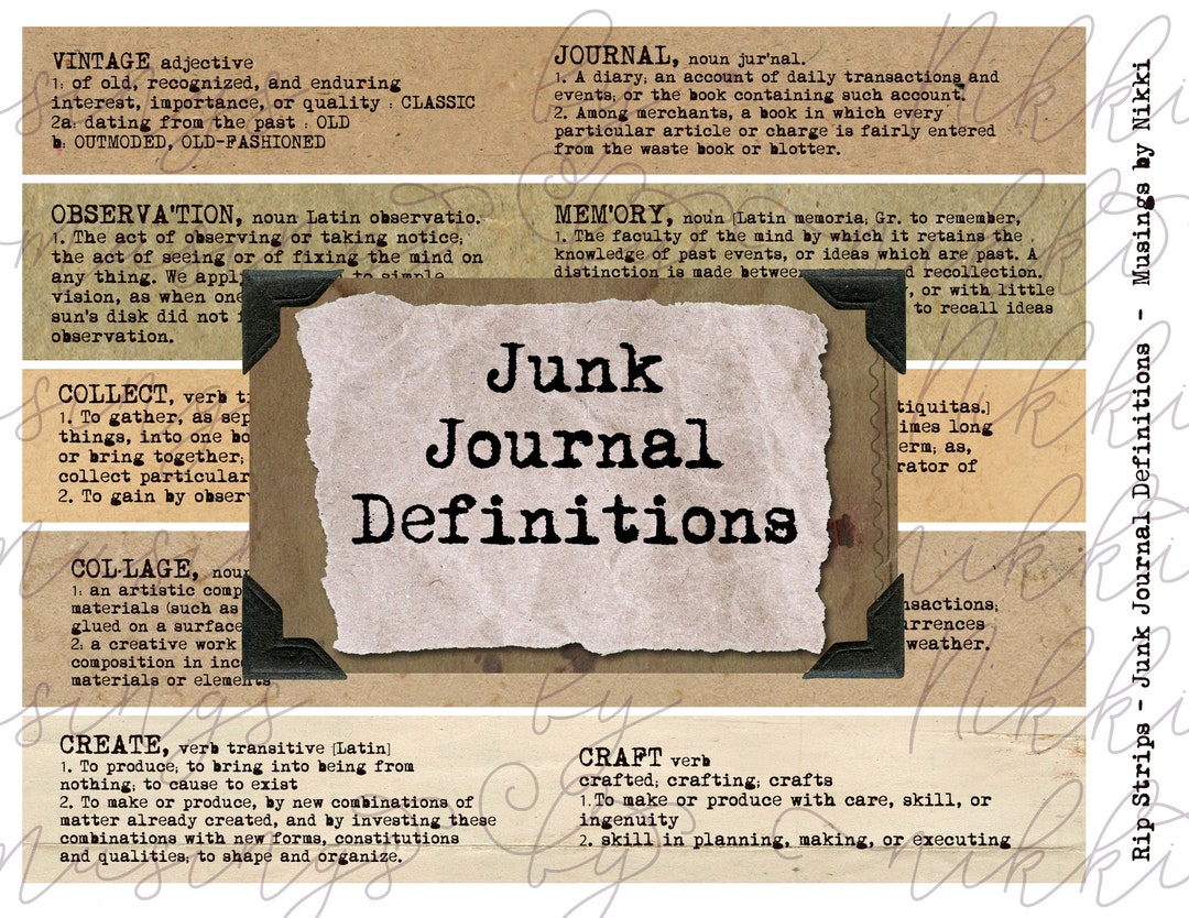 Junk Journal Basics Definitions Rip Strip - Washi Tape - Digital ...