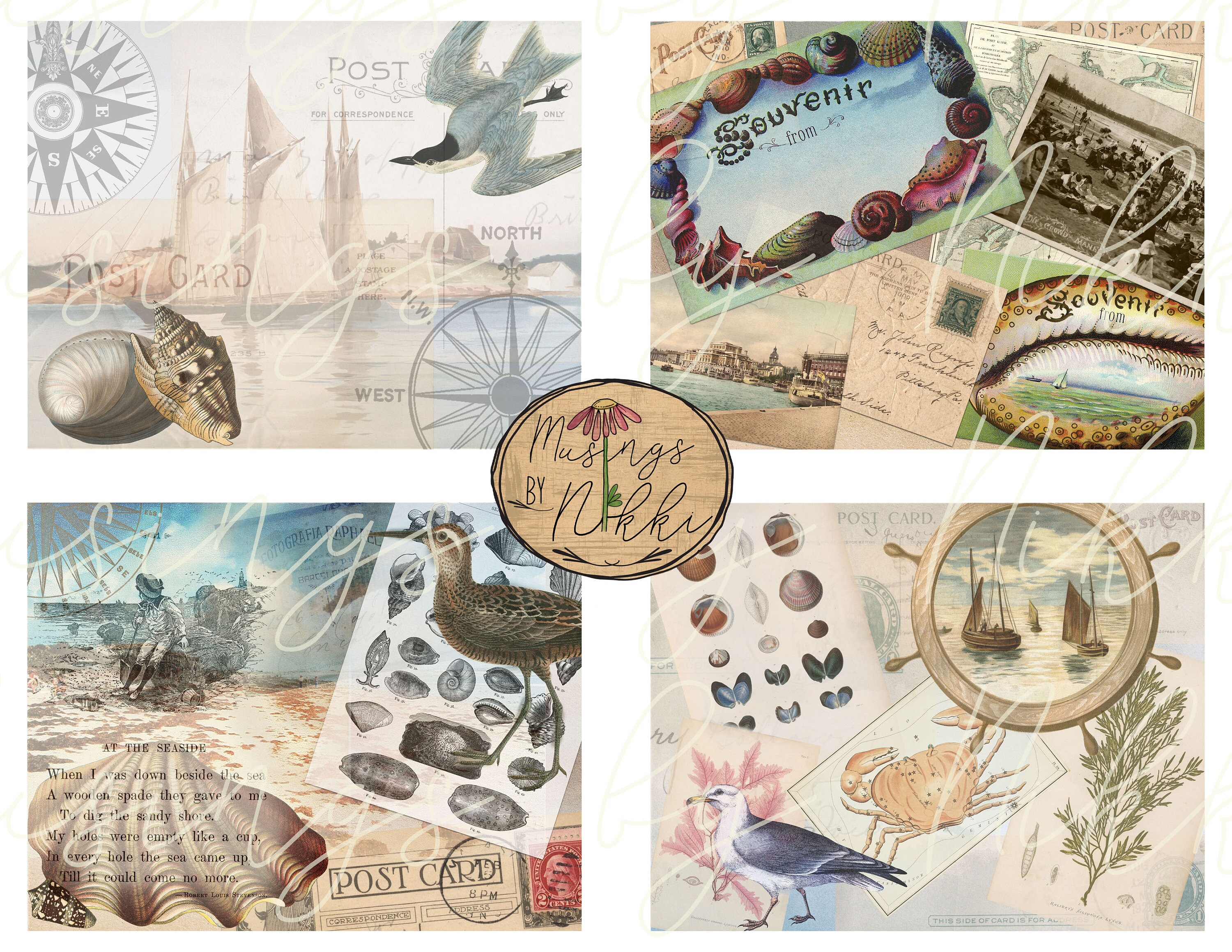 Postcards From the Seaside Digital Journal Kit Holiday - Etsy Australia