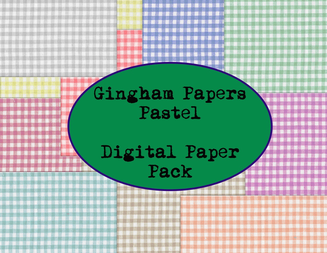 Pastel Gingham Digital Paper Pack Fabric Paper Quilted | Etsy