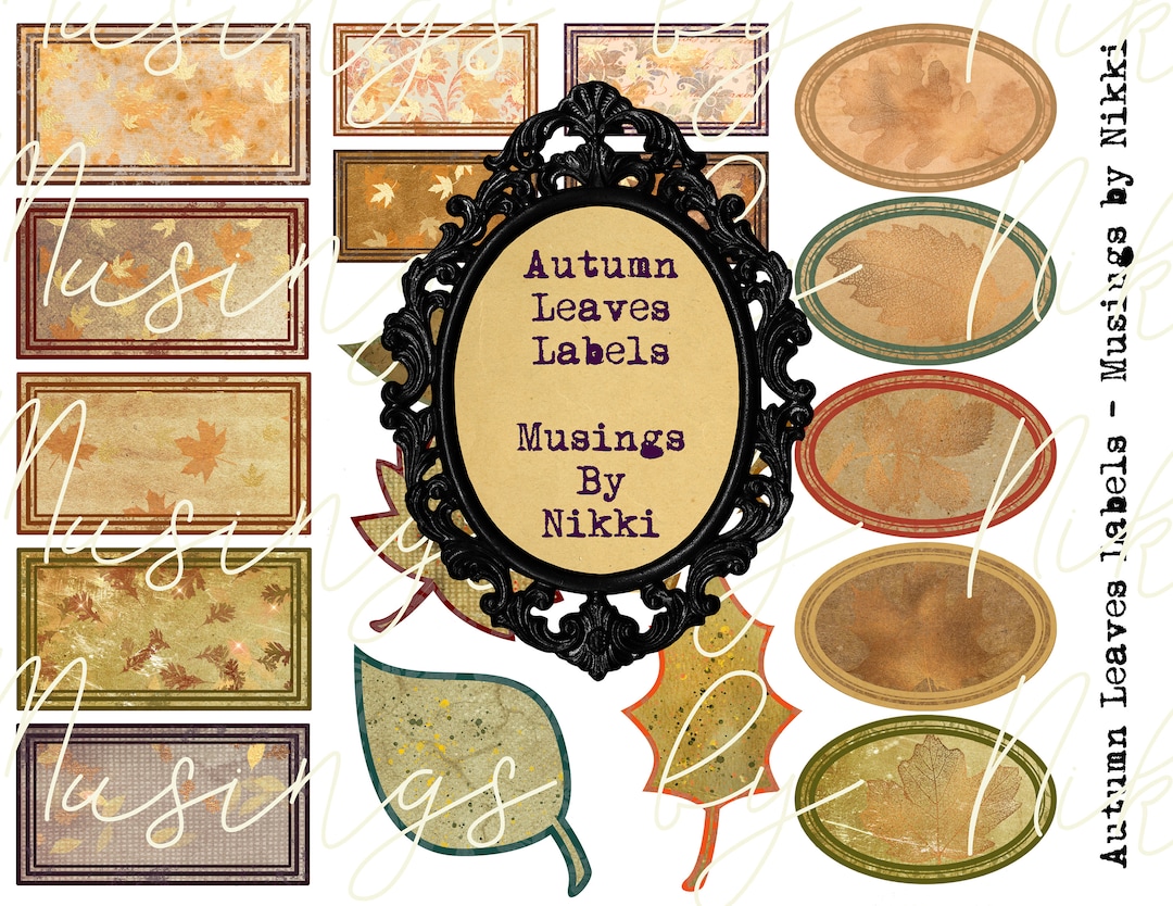 Autumn Leaves Labels Digital Ephemera - Etsy