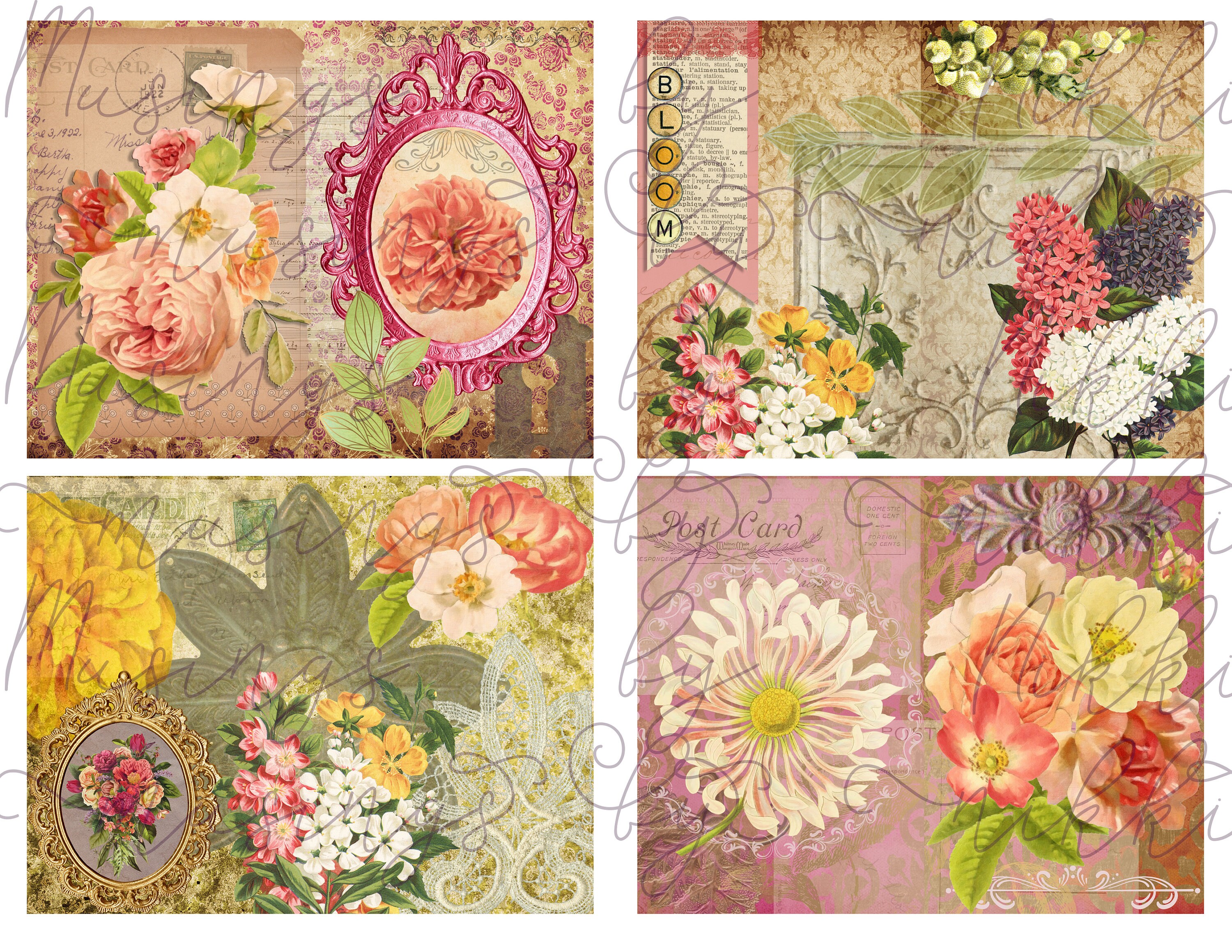 In Full Bloom Digital Paper Kit Floral Spring Journal Kit | Etsy