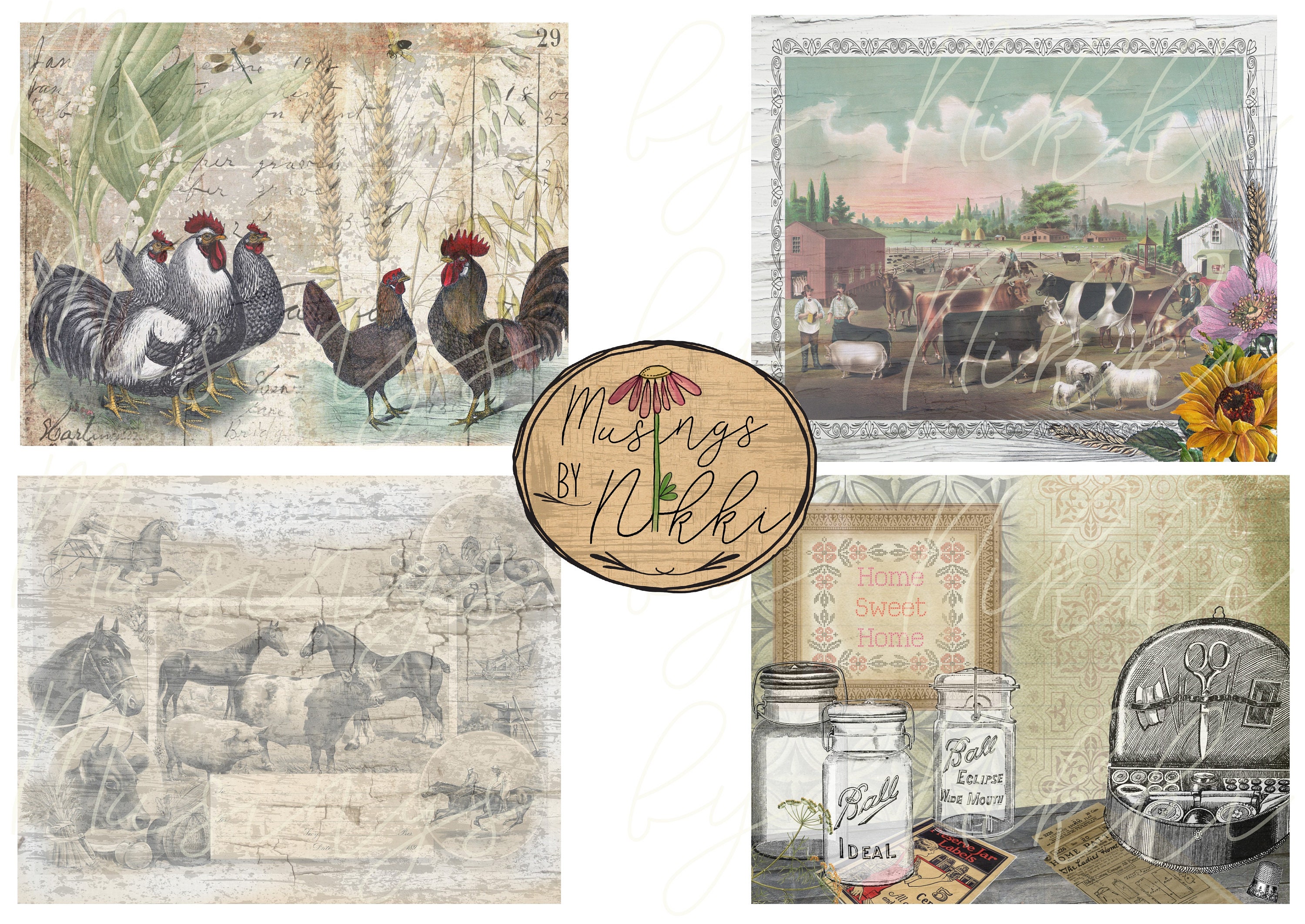 The Farmer's Wife Digital Journal Kit Shabby Rustic Farm | Etsy