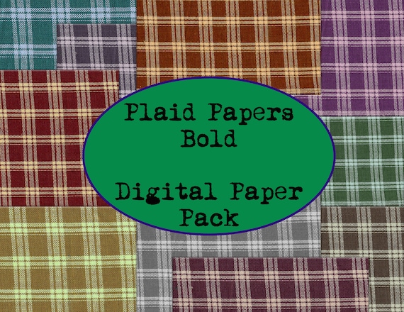 Bold Plaid Digital Paper Pack Fabric Paper Quilted | Etsy