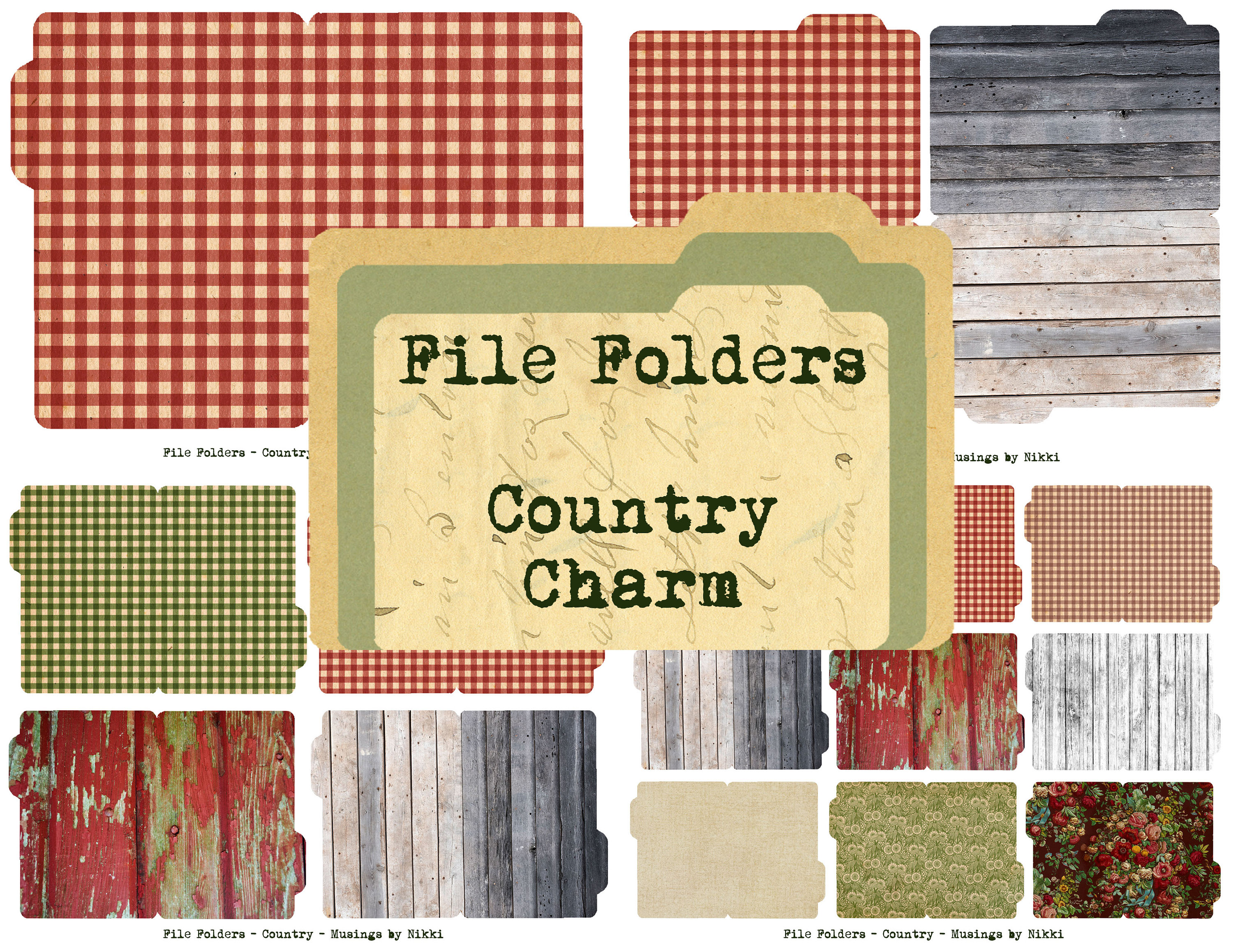 Country Charm File Folders Printable | Etsy
