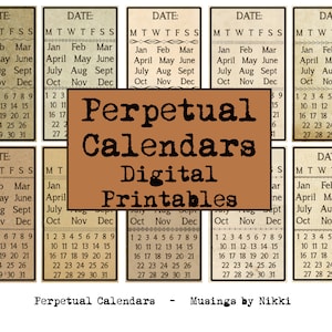Perpetual Calendar Labels Digital Ephemera - Etsy