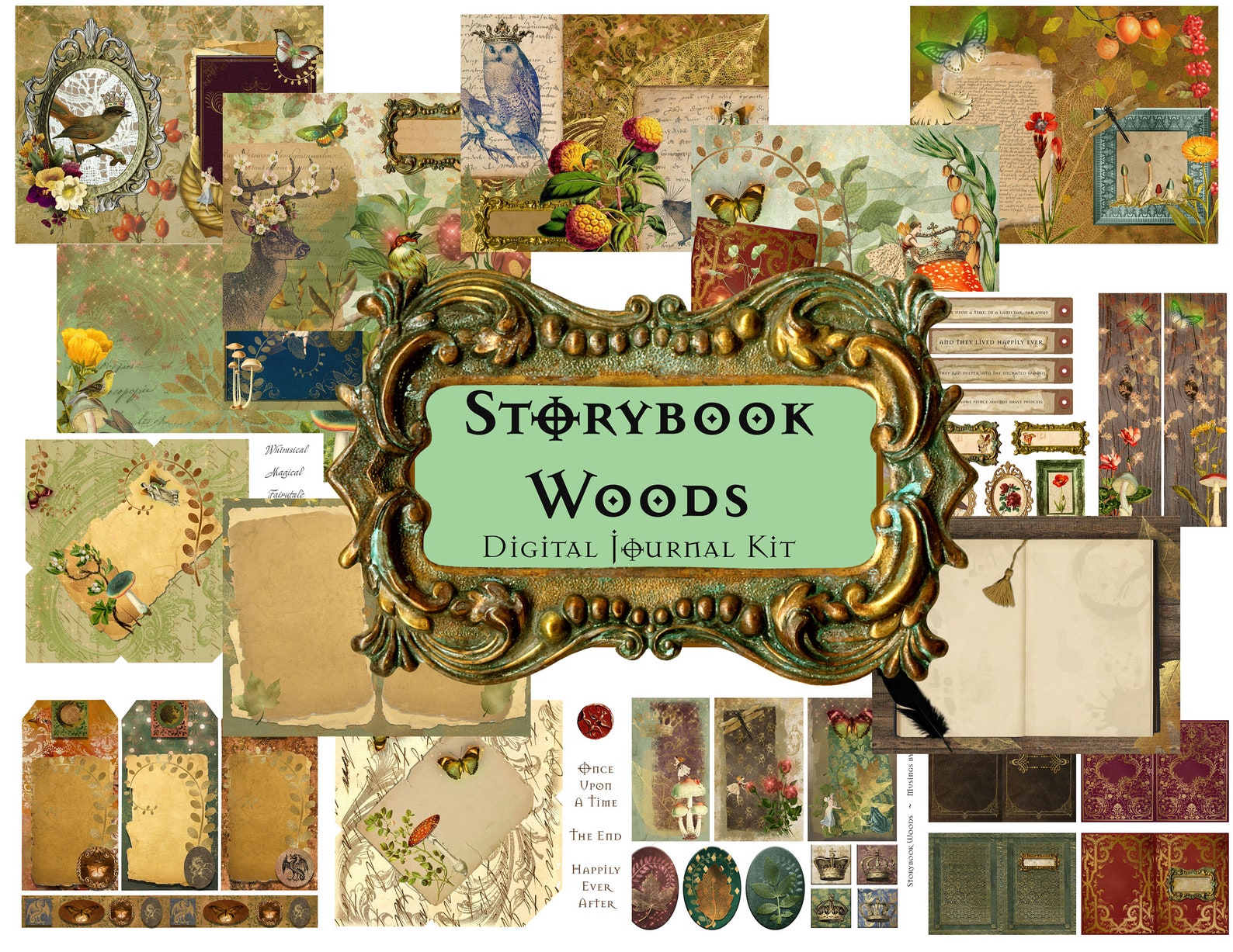 Storybook Woods Digital Journal Kit Enchanted Woodland | Etsy