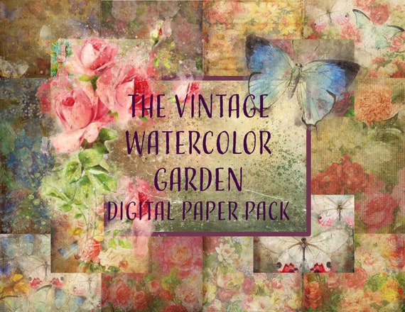The Vintage Watercolor Garden Digital Paper Pack Flowers - Etsy