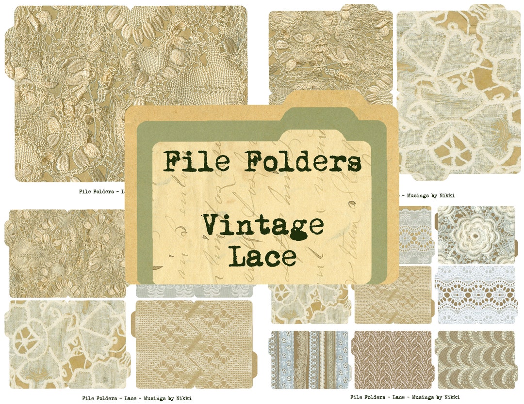 Vintage Lace File Folders Printable - Etsy