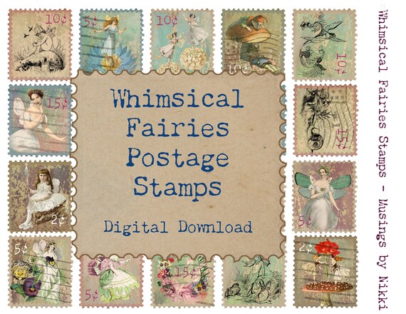Whimsical Fairies Postage Stamps Digital Magical Vintage - Etsy
