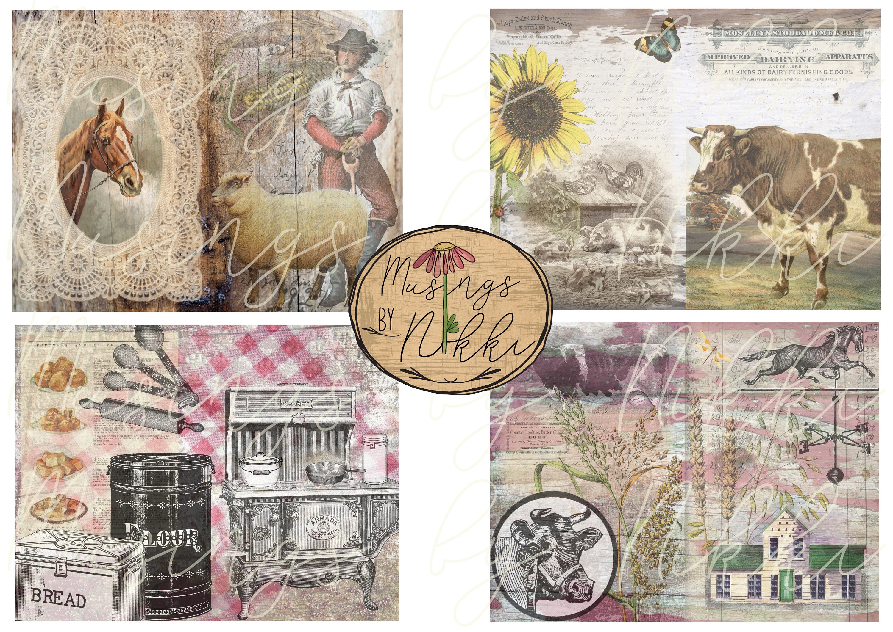 The Farmer's Wife Digital Journal Kit Shabby Rustic Farm | Etsy
