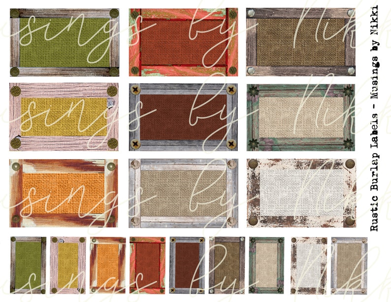 Rustic Burlap Labels Digital Ephemera - Etsy