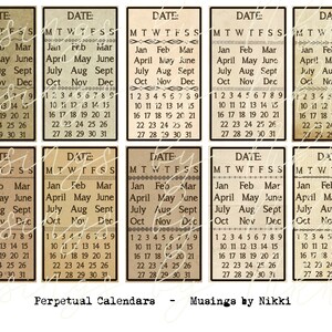 Perpetual Calendar Labels Digital Ephemera - Etsy