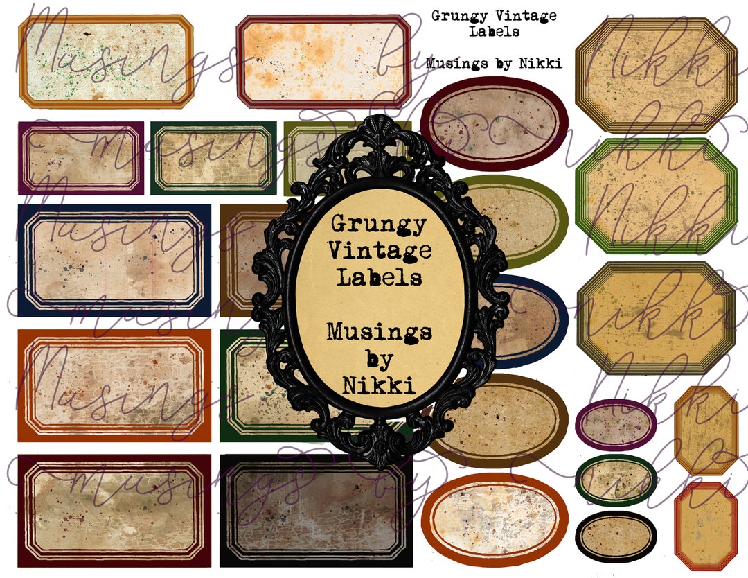 Grungy Vintage Labels Digital Ephemera - Etsy