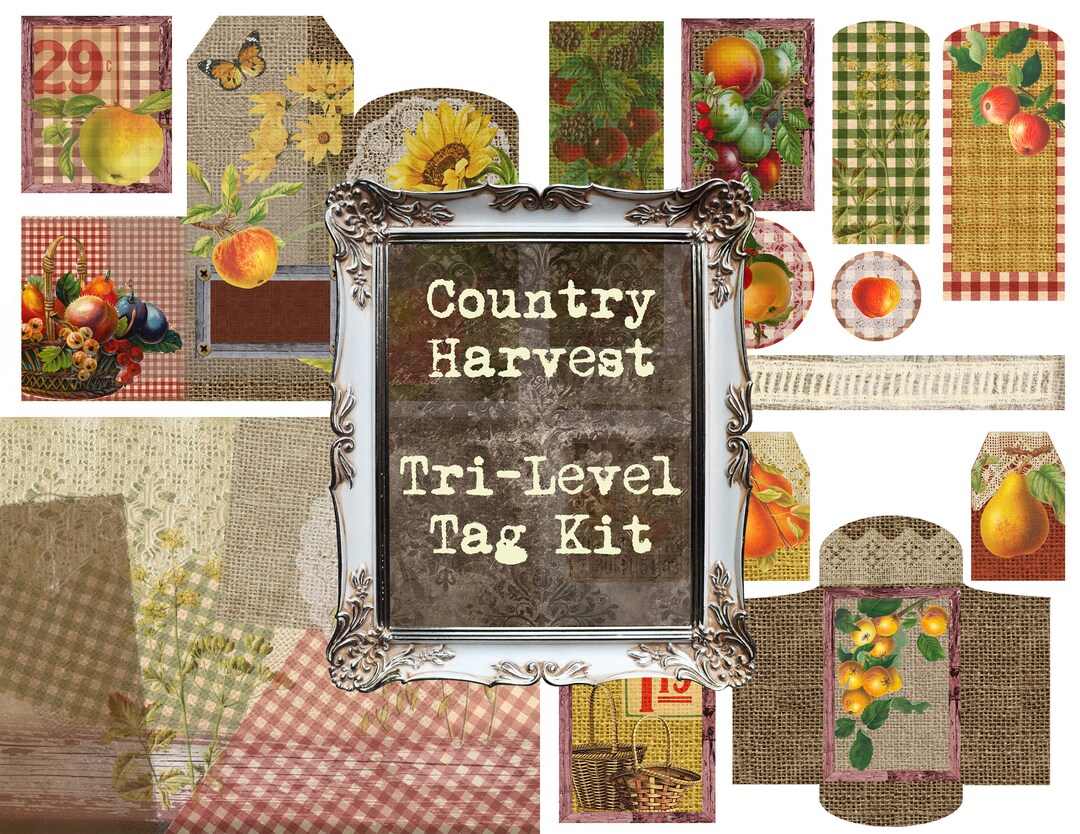 Country Harvest Tri-level Tag Digital Kit - Ephemera, Autumn, Farm ...