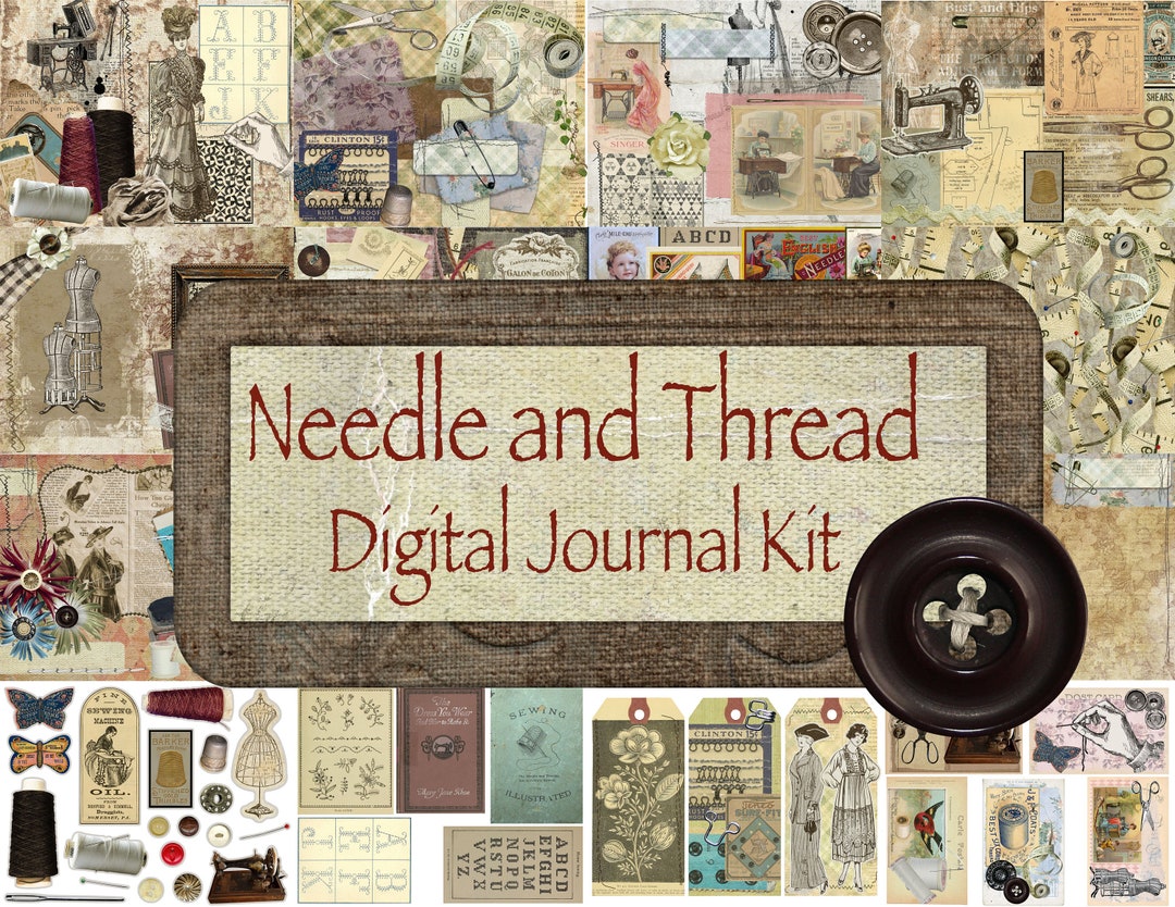 Needle and Thread Digital Journal Kit - Sewing, Quilting, Junk Journal ...