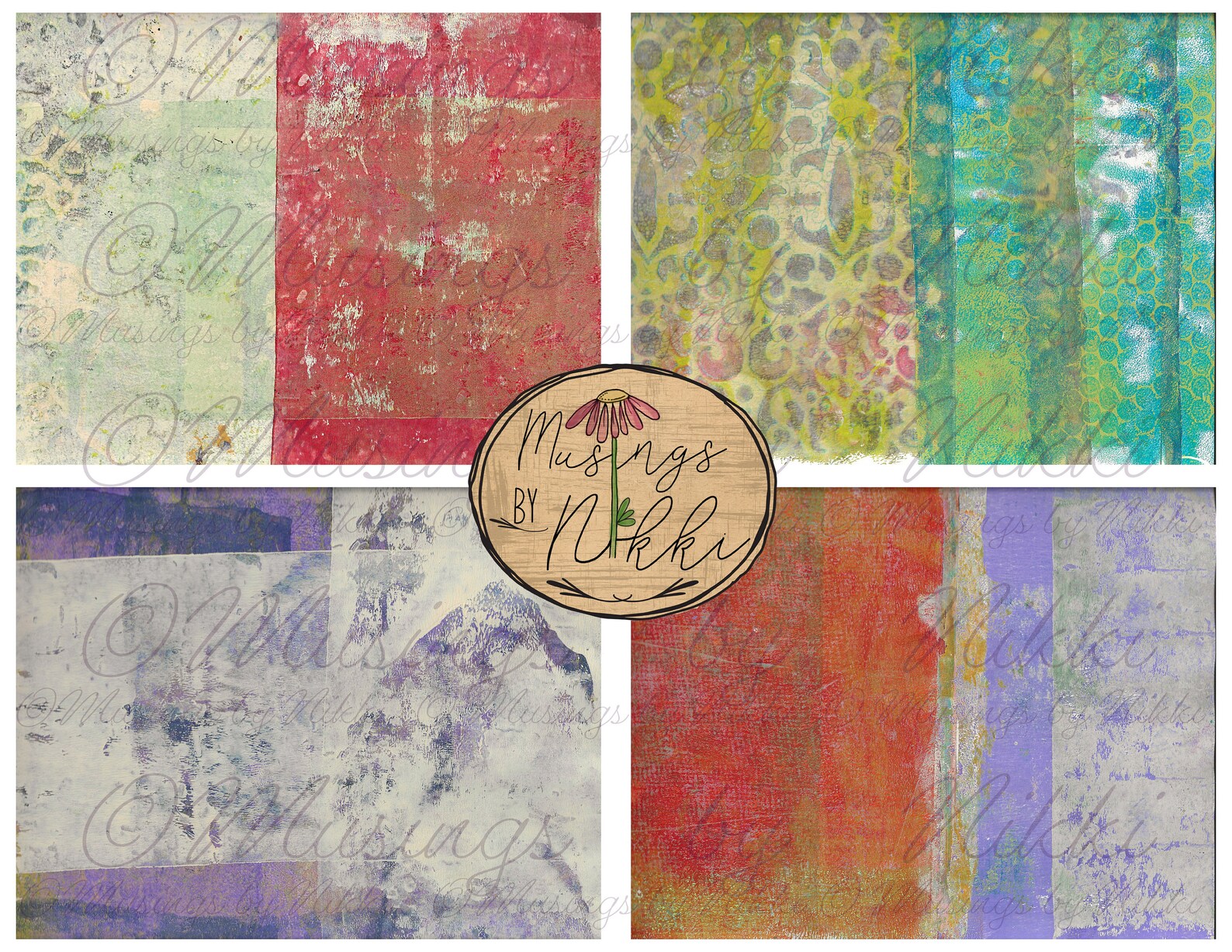 Multi-colored Prints Digital Paper Pack Colorful Whimsical | Etsy