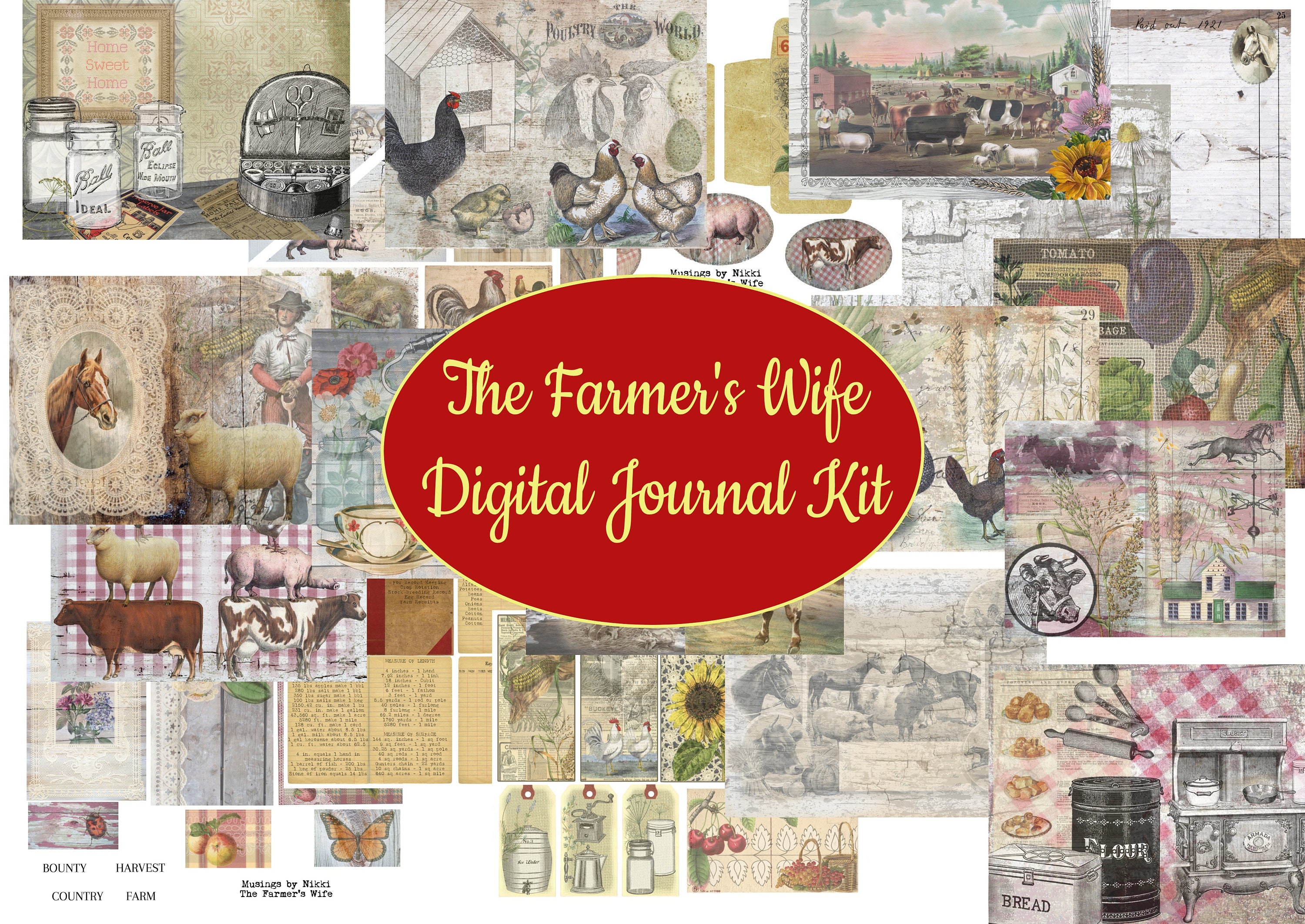 The Farmer's Wife Digital Journal Kit; Shabby, Rustic Farm Country ...