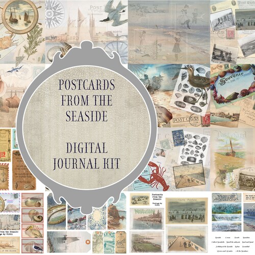Postcards From the Seaside Digital Journal Kit Holiday - Etsy