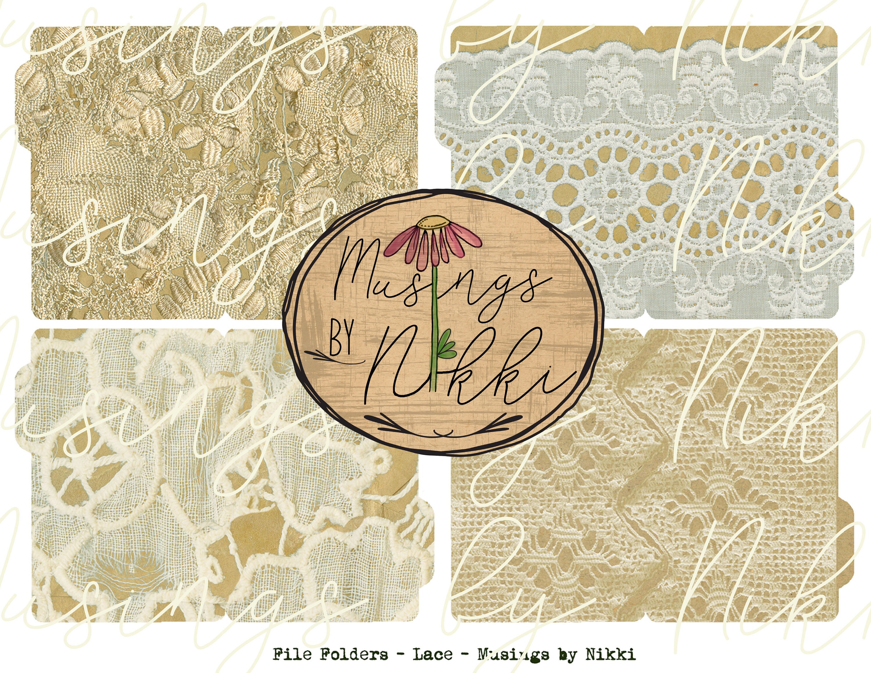 Vintage Lace File Folders Printable | Etsy